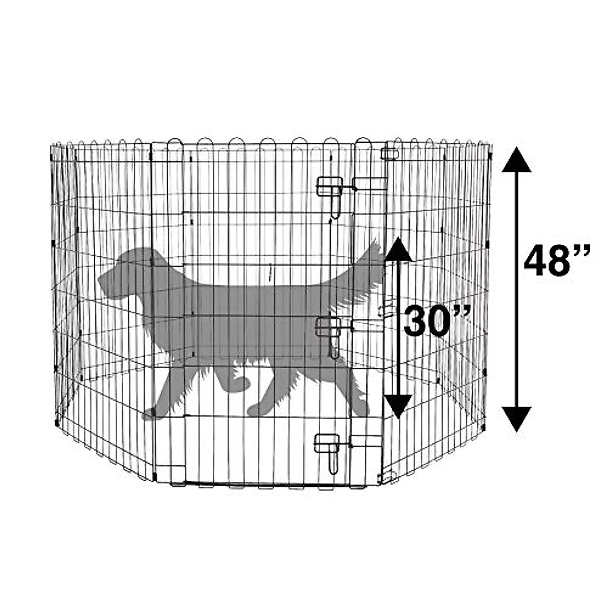 Amazon Basics Foldable Metal Exercise Pet Play Pen for Dogs, Single Door, 60 x 60 x 48 Inches, Black