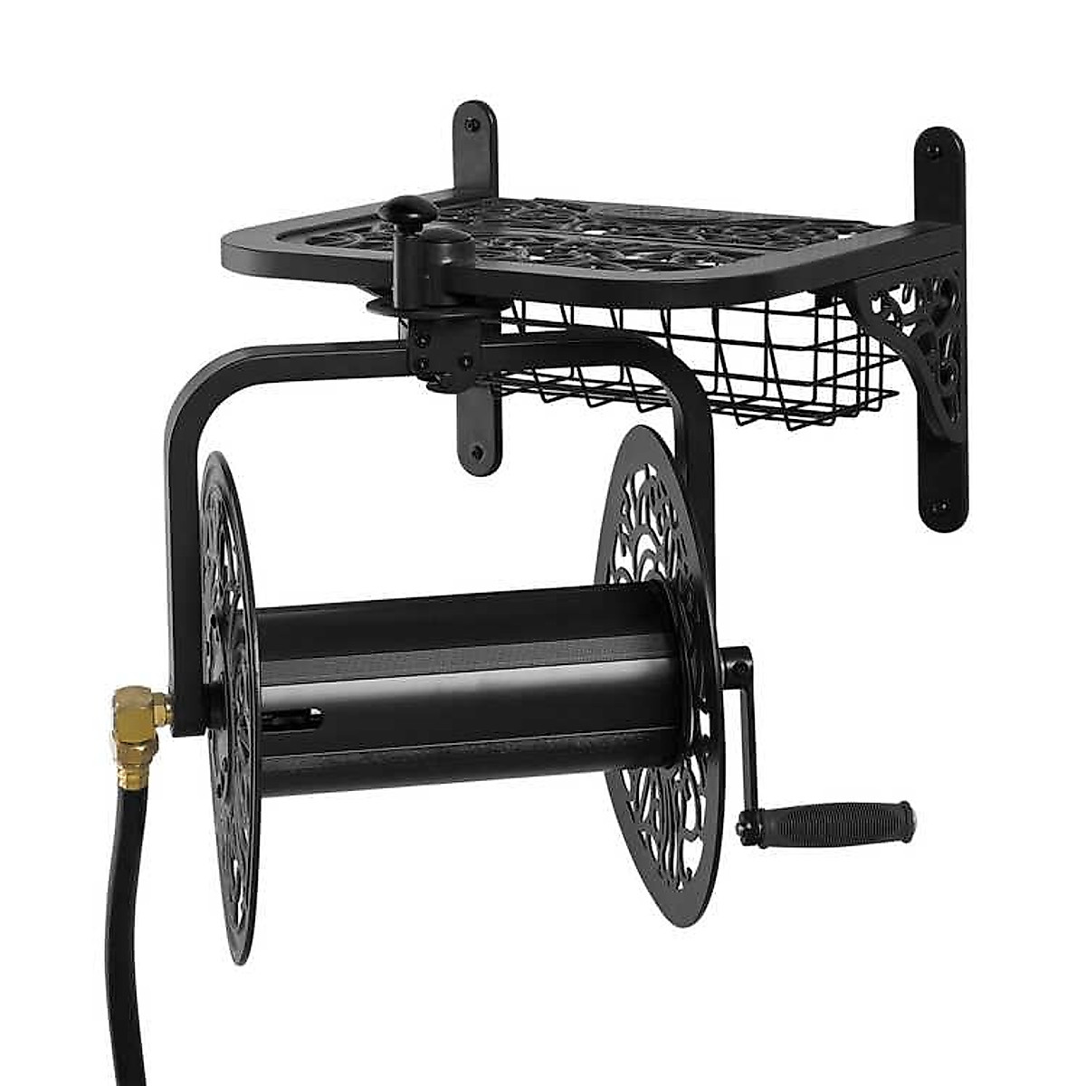 Liberty Garden 714-C Decorative Cast Aluminum Navigator Rotating Garden Hose Reel, Holds 125-Feet of 5/8-Inch Hose - Black