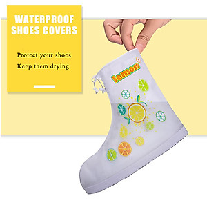 GUIGU Kids Shoe Covers for Rain Waterproof Overshoes for Cycling/Outdoor(Lemon Yellow,Medium)