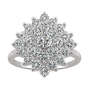 14K White Gold Moissanite by Charles & Colvard 3.5mm Round Fashion Ring-size 8 1.12cttw DEW