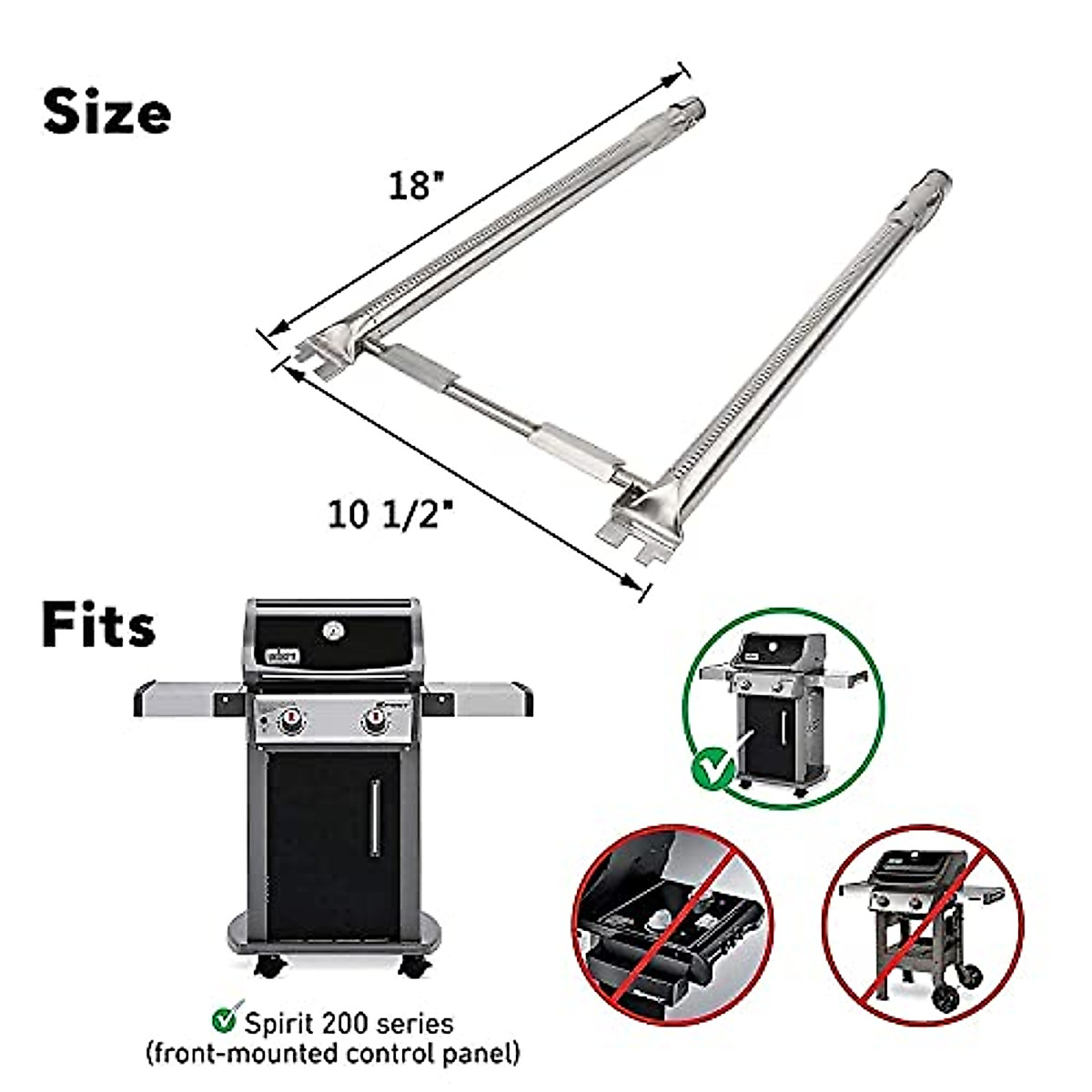 Uniflasy Grill Parts Kit Replacement for Weber Spirit 200 Series, Grill Burner Tubes, Grill Igniter for Spirit E-210, E-220, Spirit S-210, S-220 with Front Controls, 69785, 7642