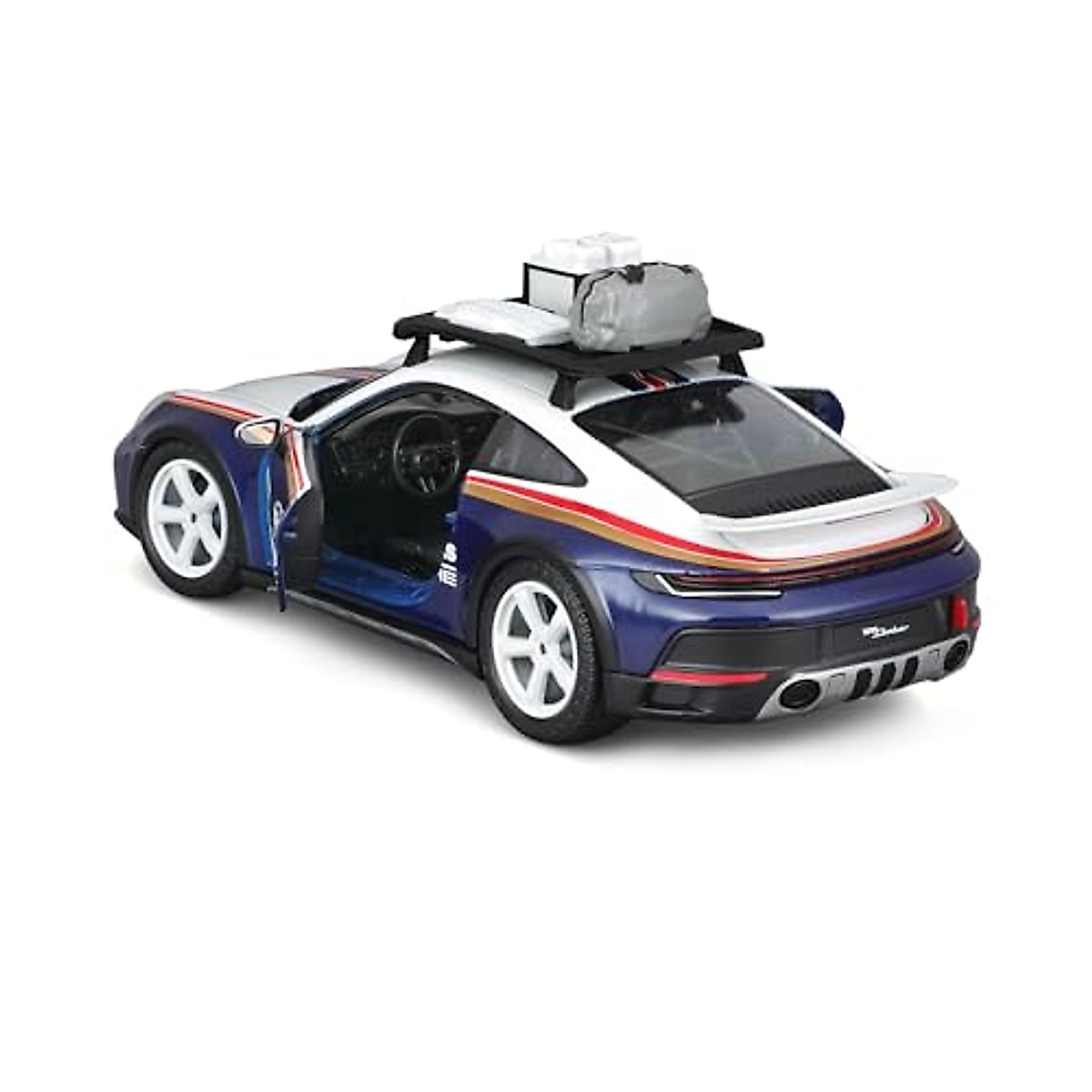 BBURAGO - 1/24 Racing - 2023 Porsche 911 Dakar - New 2024: Metal Racing Vehicle - Interior Details - Opening Doors and Hood - Scale 1/24., B18-28029