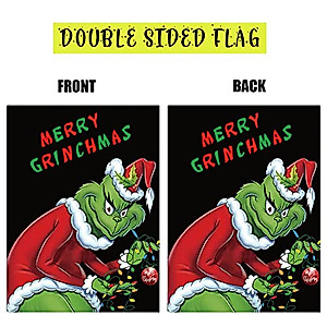 WLWLG Merry Grinchmas Garden Flag for Christmas Indoor & Outdoor Decoration 12''x17'' Double-Sided Vertical Burlap Garden Flag i, GF003