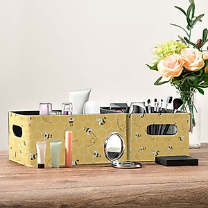 Kcldeci Bees on The Honey Honeycombs Storage Bins Baskets for Organizing, Sturdy Storage Basket Foldable Storage Baskets for Shelves Closet Nursery Toy