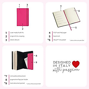 Legami - Spiral Large Weekly Planner, 12 Months, from January 2024 to December 2024, Folding Planner 2024/2025, Elastic Closure, Final Pocket, Address Book, 15 x 21 cm, Flowers Theme