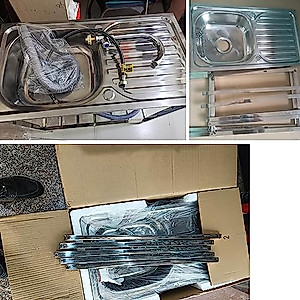 Commercial Stainless Steel Sink Single Bowl Free Standing Utility Sink Restaurant Kitchen Sink W/Faucet Outdoor Sink With Storage Rack And Workbench For Garage Restaurant Outdoor Backyard ( Size : L29