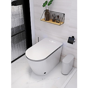 Captiva Smart Bidet Toilet with Voice Command - Fresh Air Filtration System - Heated toilet Seats - Elongated Floor Mount Toilet Smart Concealed Water Tank LED Display - Power Off Flush