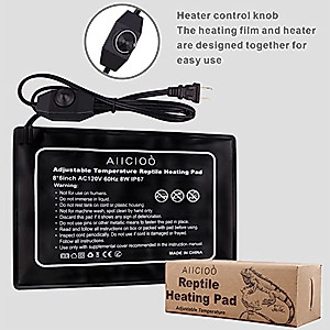 Aiicioo Reptile Heating Pad 8W - Reptile Heat Mat Pad for Bearded Dragon Leopard Gecko Hermit Crab Heater for 10 Gallon Reptile Tank