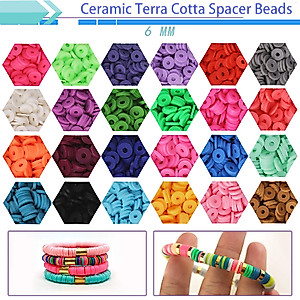 Greentime Clay Beads, 4500pcs Flat Round Spacer Clay Beads Heishi Beads for Bracelets Jewelry Making Kit Earring DIY Crafts for Holiday Gift (24Color 6mm)