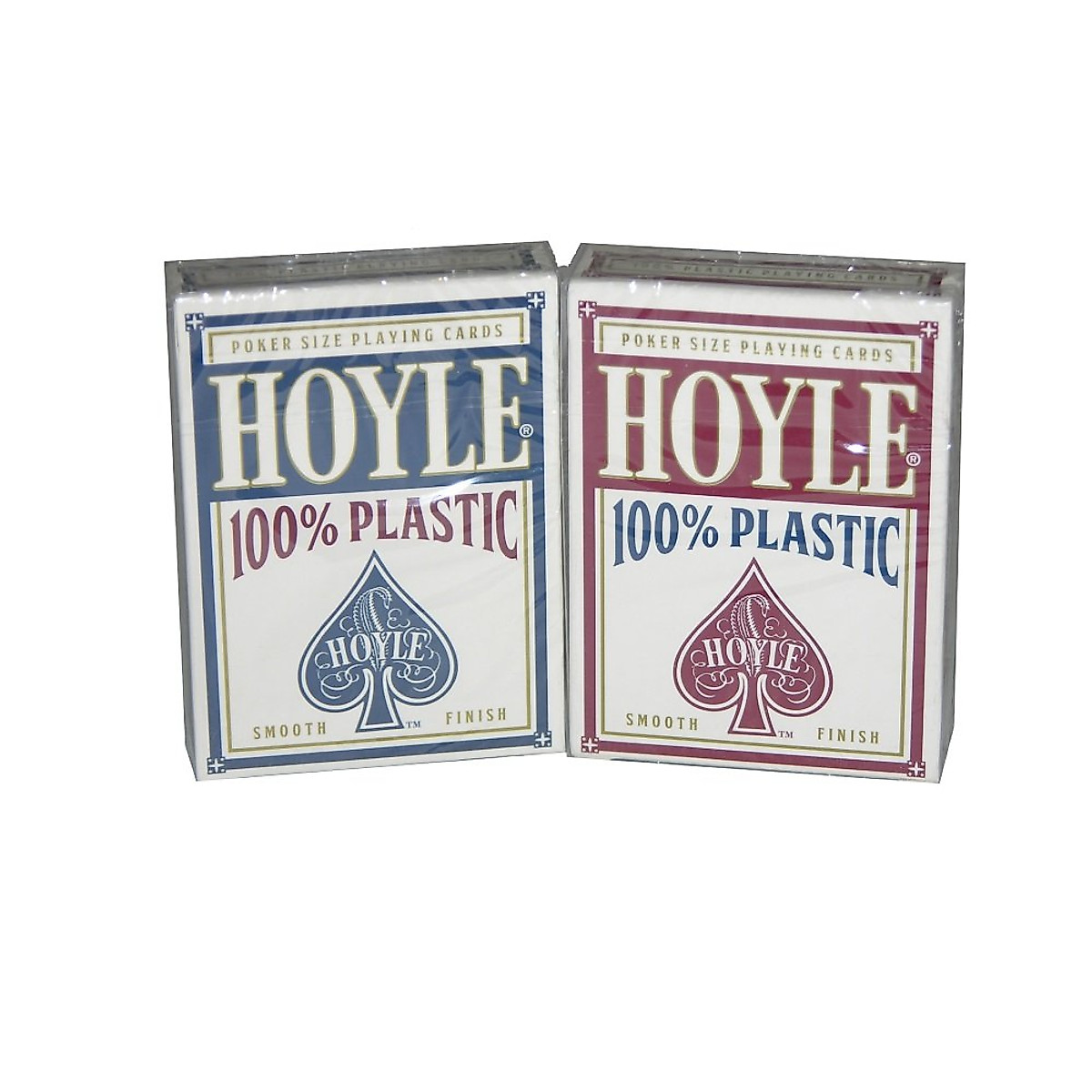 Hoyle RED & Blue Poker Sized 100% Plastic Playing Cards, 2 Deck Set