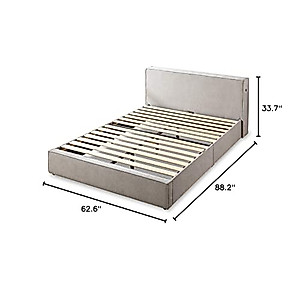 ZINUS Finley Upholstered Platform Bed Frame with Headboard Shelf / USB Ports Included / Wood Slat Support / No Box Spring Needed / Easy Assembly, Queen