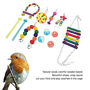 Deosdum 12Pcs Bird Toys Parrot Chewing Toys,Hanging Bell Pet Bird Cage Hammock Swing Toy Hanging Toy for Small Parakeets Cockatiels, Conures, Macaws