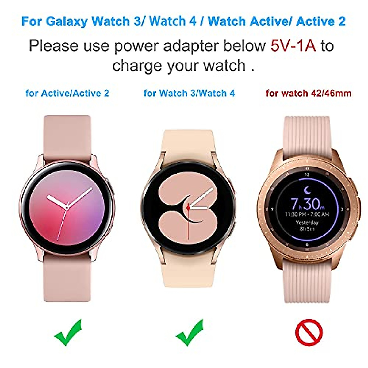 Charger Stand for Samsung Galaxy Watch 6/6 Classic/5 Pro/5/4/ Active 2/Active/for Galaxy Watch 4 Classic/3, Replacement Charging Cradle Dock for Galaxy Active Watch