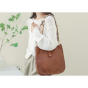 Vegan Leather guitar strap Crossbody purse cross body purse with Adjustable guitar Strap Zipped Pockets Handbag Shoulder Bag（brown-bag）……