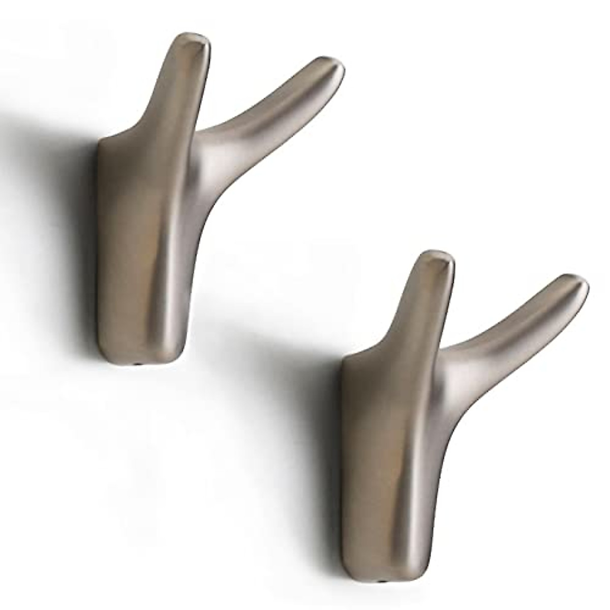 NC Towel Hooks 2 Packs Coat Hook Cow Head Wall Hooks for Heavy Duty Door Hanger Towel Robe Clothes Cabinet Closet Sponges Hook for Bathroom Bedroom Kitchen Hotel Pool Matt Satin nicke