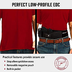 ComfortTac Ultimate Belly Band Gun Holster for Concealed Carry | Compatible with Smith and Wesson, Shield, Glock 19, 17, 42, 43, P238, Ruger LCP, and Similar Guns for Men and Women (Black, XL, Right)