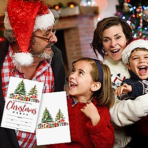 FRRCREU Christmas Party Invitations, 20 Double-Sided Fill In Christmas Tree And Gifts Invites With Envelope For Winter Party, Bridal Shower And So On， Party Activities Decoration And Favors - A12