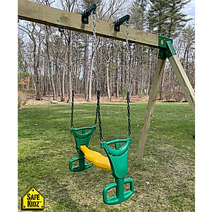 Safe Kidz Glider Swing Set: Complete Kit Combines Back-to-Back Double Swing, Adjustable 18-Inch Swing Set Brackets & Plastic-Coated Steel Swing Chains, Includes Hardware & Full Instructions