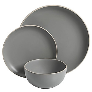 IULJH Matte 12-Piece Dinnerware Set Dinner Set Plates and Dishes Family Cutlery Salad Plates and Bowls