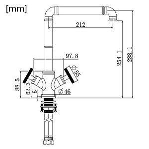 Kitchen Sink Faucet Black Vintage Industrial Pipe Tap Steampunk Style Dual Handwheel Cold and hot Water Mixer Faucet 360° Swivel Spout Sink Taps All Brass Casting Faucet with Standard Fittings