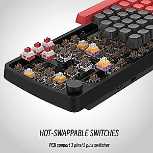 OCG Wireless Mechanical Keyboard, 2.4G/USB-C/Bluetooth Gaming Keyboards 86 Keys Hot Swappable NKRO Keyboard with RGB Backlit for Windows & Mac, UV Finished Keycaps,Multi-Function Knob