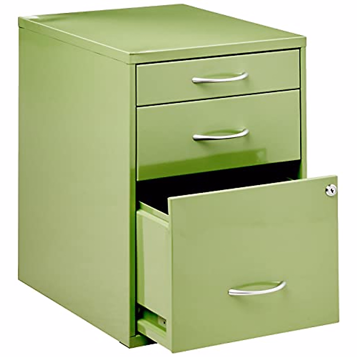 OSP Home Furnishings HPB Heavy Duty 3-Drawer Metal File Cabinet for Standard Files and Office Supplies, Green Finish
