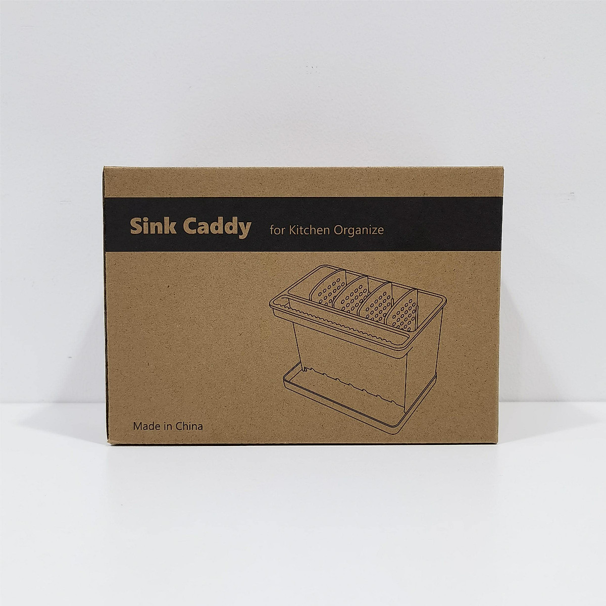 YOHOM Kitchen Sink Caddy Sponge Holder Organizer Brush Holder 2-in-1 Sinkware Caddy with Sink Drain Tray for Kitchen Dish Sponge Holder with 4 Adjustable Divider