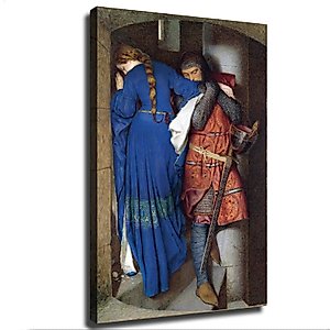 Hellelil And Hildebrand, The Meeting On The Turret Stairs - Frederick William Burton Poster Canvas Picture Printing Wall Art Decoration Posters Aesthetic Living Room Wall Decor (12×18inch-No Framed)