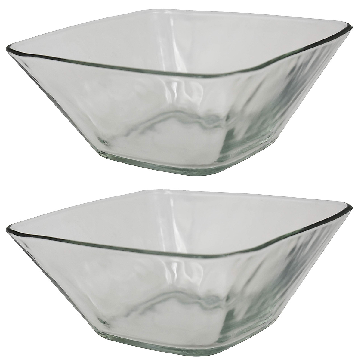 Set of 2 Epure Elegant Glass Bowls 8.125" x 8.125" x 3.125" Beautiful 63 OZ Bowls - Thick Quality Glass - An Elegant Glass Bowl Set Perfect for any Occasion! (2)
