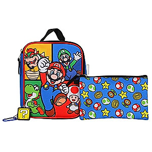 Bioworld Super Mario Bros Characters & Power-Ups 16" Youth 5-Piece Backpack Set
