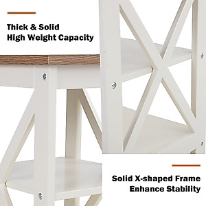 PHI VILLA End Table Living Room Set of 2 - Farmhouse Bed Side Table Nightstands for Bedroom, Ivory White Small Side Table