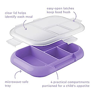 Bentgo® Kids Chill Tray with Transparent Cover - Reusable, BPA-Free, 4-Compartment Meal Prep Container with Built-In Portion Control for Healthy, At-Home Meals & On-the-Go Lunches (Purple)