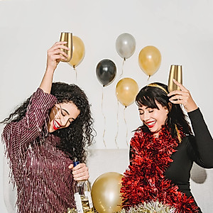 6 Pack Stemless Double Insulated Champagne Flute Tumbler with Lid, 6 Oz Unbreakable Reusable Cocktail Cups Champagne Toasting Glasses, Birthday Christmas Gifts for Friends, Wine Glass Tumbler, Golden