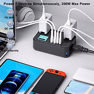 220v to 110v Converter with PD20W+QC18W+2 USB 300W Power Converter Adapter Combo Voltage Converter US to Europe UK AU Asia 180+ Countries Universal Travel Adapter F,C,G,I,A and Storage Bag Included