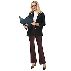 AFITNE Fleece Lined Pants Women Flare Leggings Bootcut Straight Leg Yoga Pants High Waisted Winter Warm Thermal Pants with Pockets-Brown-M