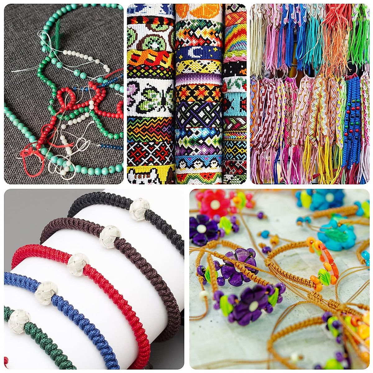 Monrocco Jewelry Nylon Cord, 10 Rolls 1mm Chinese Knotting Cord Nylon Hand Knitting Cord String Beading Thread for Jewelry Making Bracelet Beading Thread