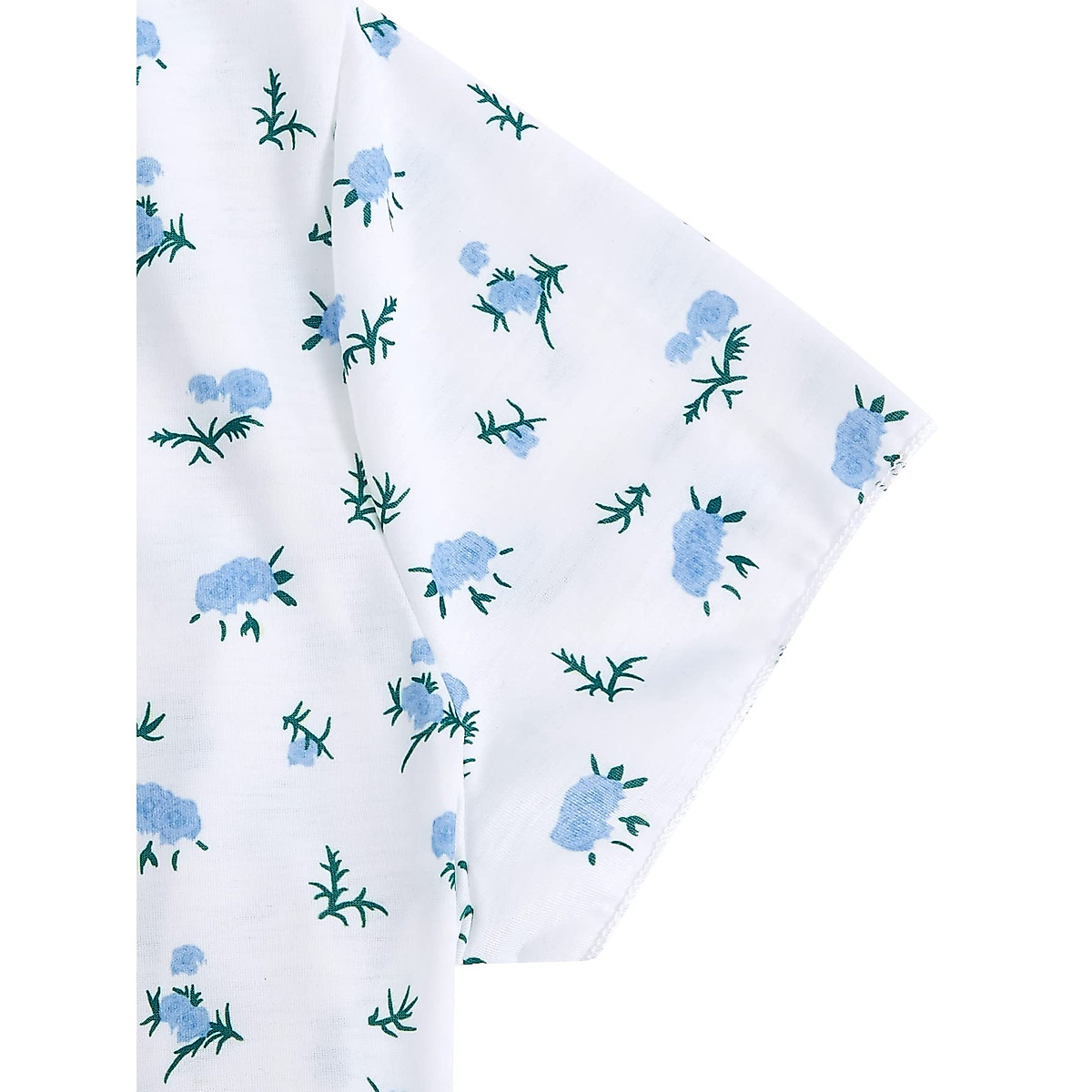 Verdusa Women's 2-Piece Button Down Short Sleeve Ditsy Floral Button Front Sleepwear Loungewear PJ Set White S