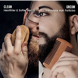 Beard Kit Brush Comb Scissors with Storage Bag Beard Growth Care Gifts for Men (Grooming Set)