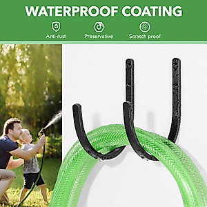 songsoso Garden Hose Holder Wall Mount - Heavy-Duty Aluminum Hose Hanger for Outside, Durable Wall-Mounted Hose Holder for Garden & Outdoor Use（8 Hooks）