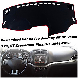 KEEGTBOX Dash Mat Cover Custom Interior Center Console Compatible with Dodge Journey 2011 2012 2013 2014 2015 2016 2017 2018 2019 2020 Dashboard mat Covers Accessories (Red Rim)
