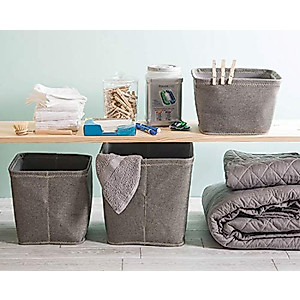 DII Variegated Trapezoid Storage Bin, Zig Zag Stitch, Gray, Small
