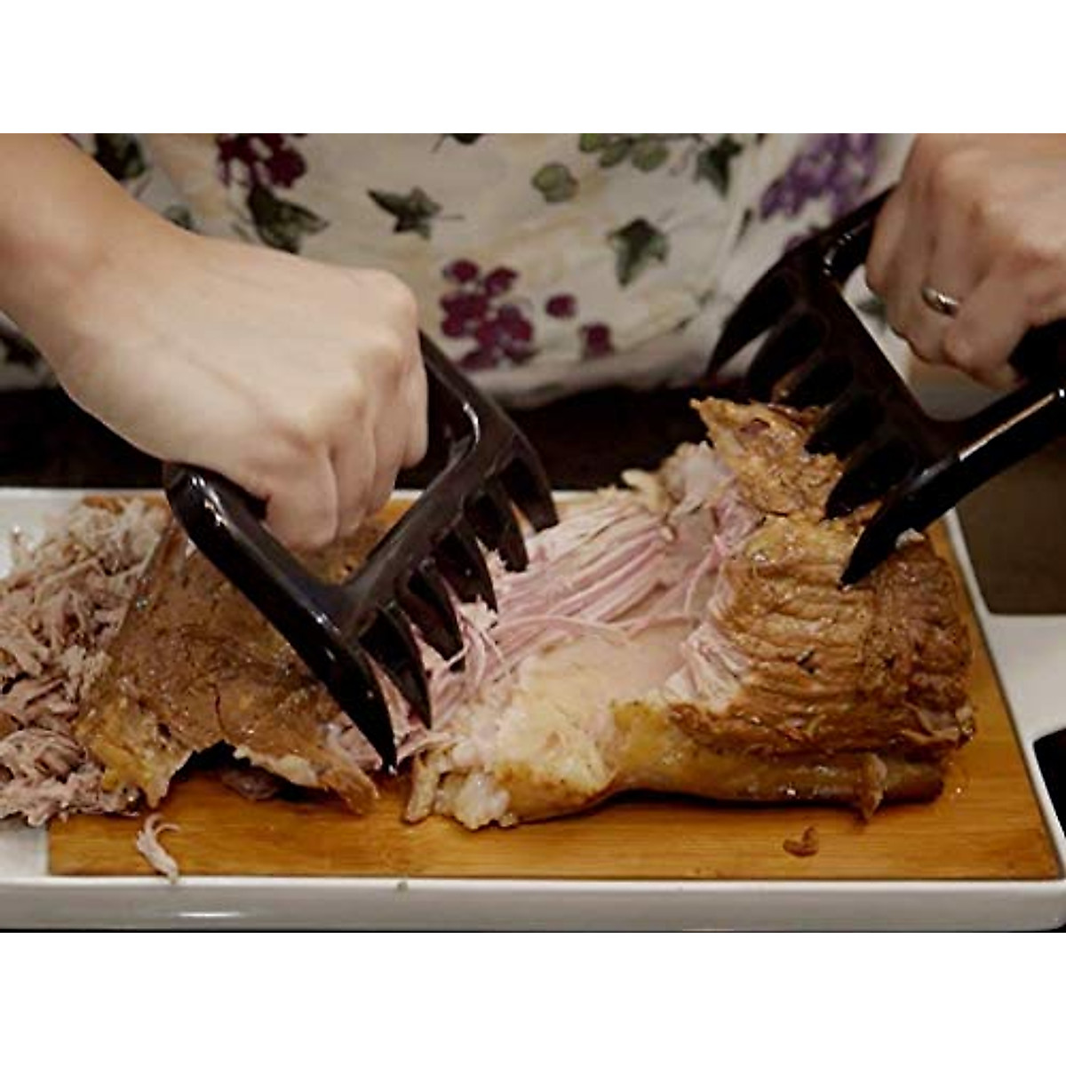 GK’s Premium BBQ Dream Set: 100% Mess Proof Silicone BBQ Smoker Gloves for BBQing All Day Plus Super Sharp Solid Meat Claws for Shredding Plus Silicone Basting Brush | Smoker Accessories for Men and Women (Orange)