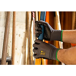 G & F Products 12 PAIRS Mens Working Gloves with Micro Foam Coating - Garden Gloves Texture Grip - men’s Work Glove For general purpose, construction, yardwork, Large (1519L-12),Grey/Black