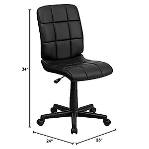 Pemberly Row Contemporary Mid Back Quilted Office Swivel Chair in Black
