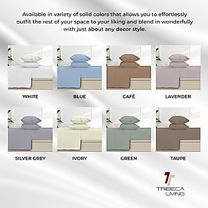 Tribeca Living Queen Bed Sheet Set, Soft Egyptian Cotton Sateen Solid Sheets and Pillowcase Set, Deep Pocket, 800 Thread Count, 4-Piece Luxury Bedding, White