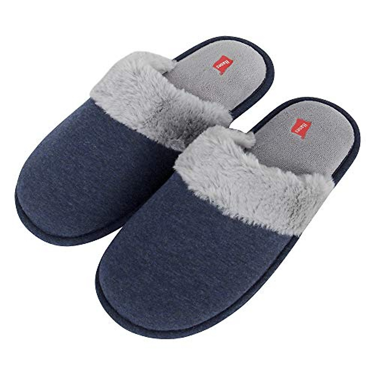 Hanes womens Superior Comfort Cotton on Scuff With Memory Foam and Anti-skid Sole Slipper, Navy, Medium US