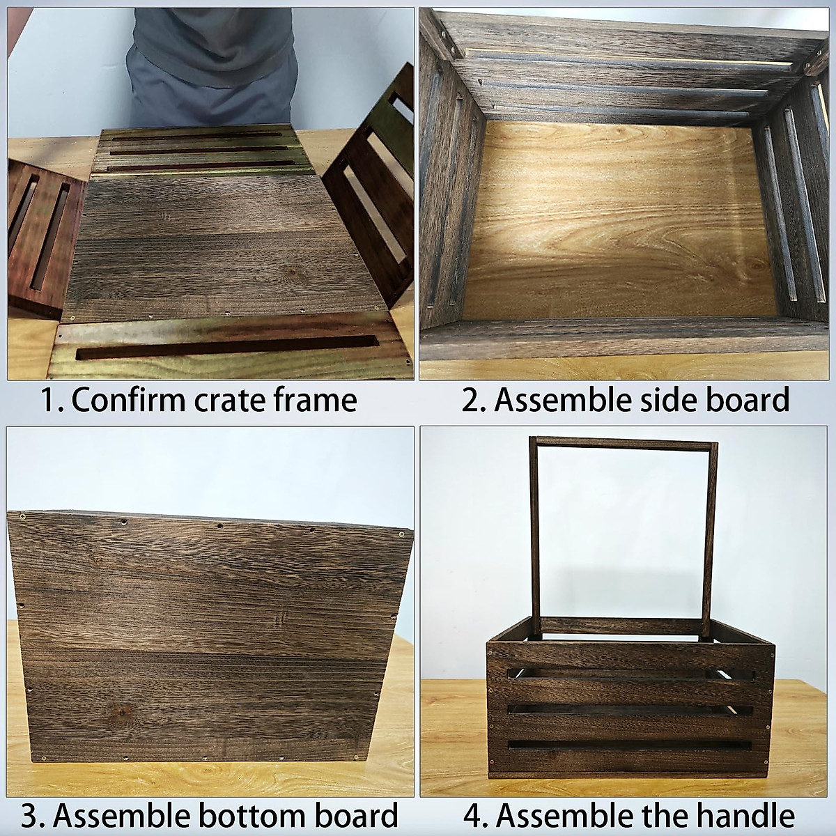 Baby Shower Crate Closet, Large Wooden Baby Basket with Handle, Baby Storage Crate Hamper, Baby Shower Gifts Crate, New Born Baby Gifts Basket for Boys Girls, Pregnancy Gifts for New Parents(Brown)