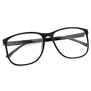 grinderPUNCH Black Large Nerdy Thin Plastic Frame Clear Lens Eye Glasses Frame