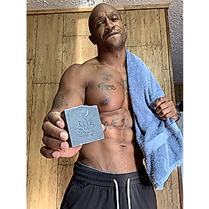 Relaxcation MEN SOAP WITH CHARCOAL, DEAD SEA SALT, OLIVE OIL, AND COCONUT OIL - MIX of whiskey, tobacco, leather, (Black Soap)