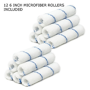 Allgala Mini Paint Roller 6" Mini 3/8" Nap Shedless Microfiber Roller Cover for Door Trim Furniture Cabinets - 12 Pack